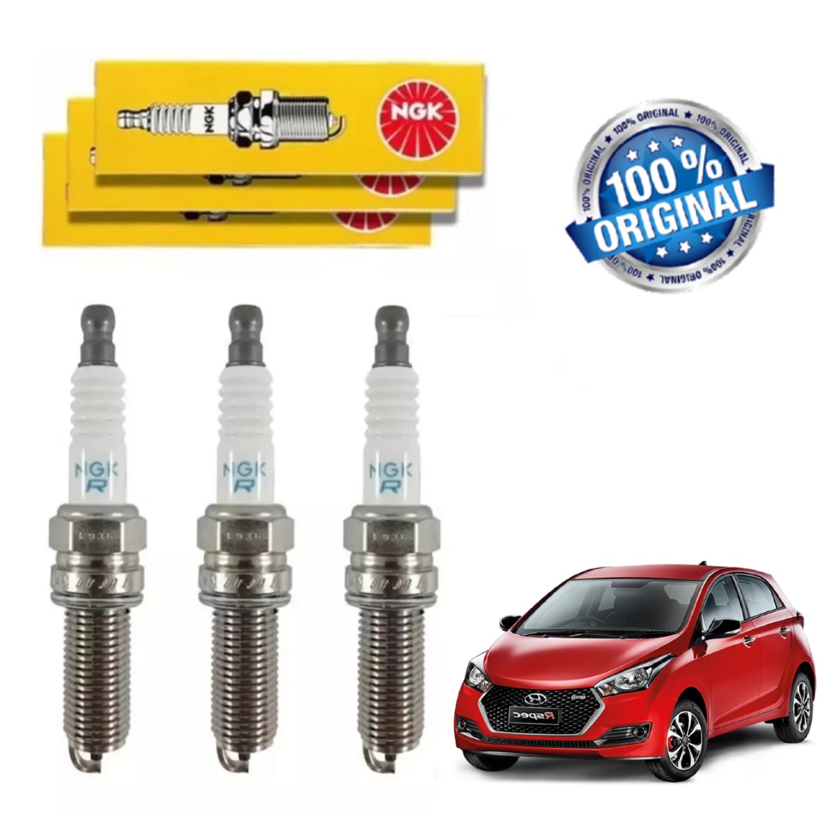Jogo Velas Hb20 1.0 12v 2012 a 2019 12v NGK 3 Cilindros – LKR7D-DE ...